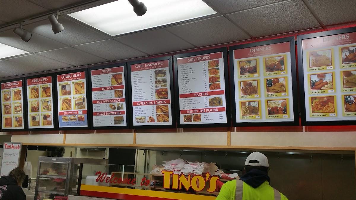 Menu at Tino's Carry Out fast food, Racine, Lathrop Ave
