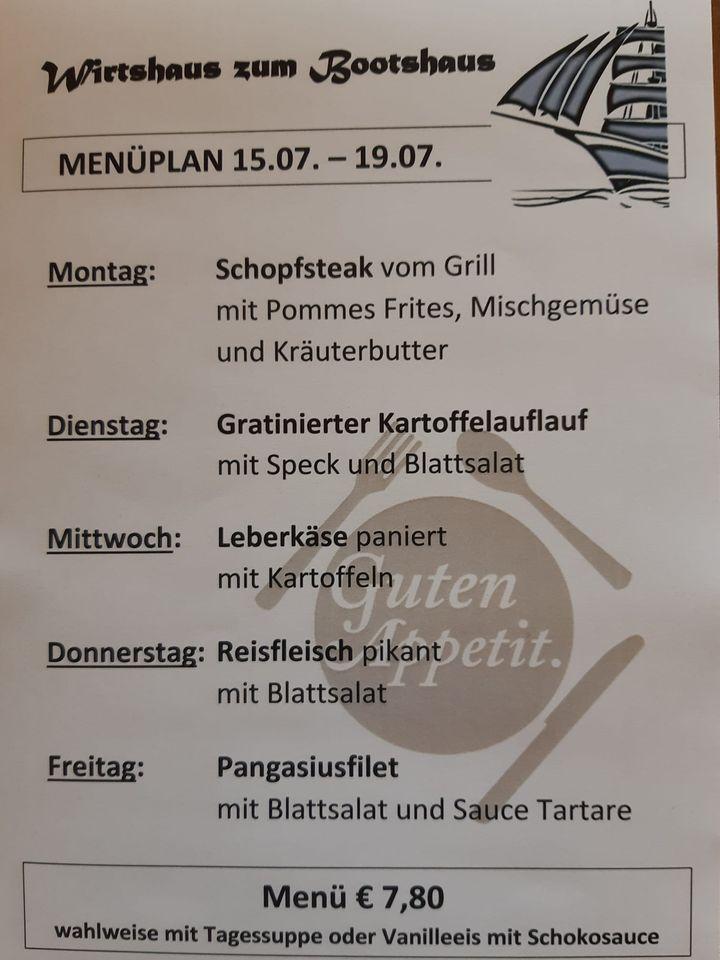 Menu at Wirtshaus zum Bootshaus restaurant, Puchenau