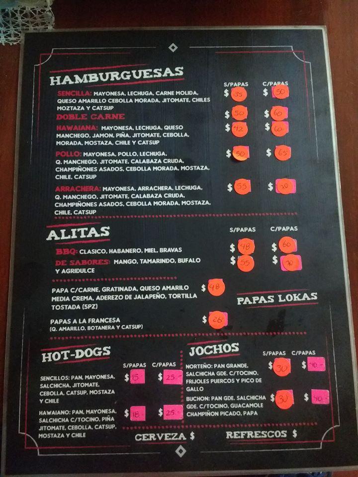 Menu at MI TACO Sinaloense restaurant, Mexico City