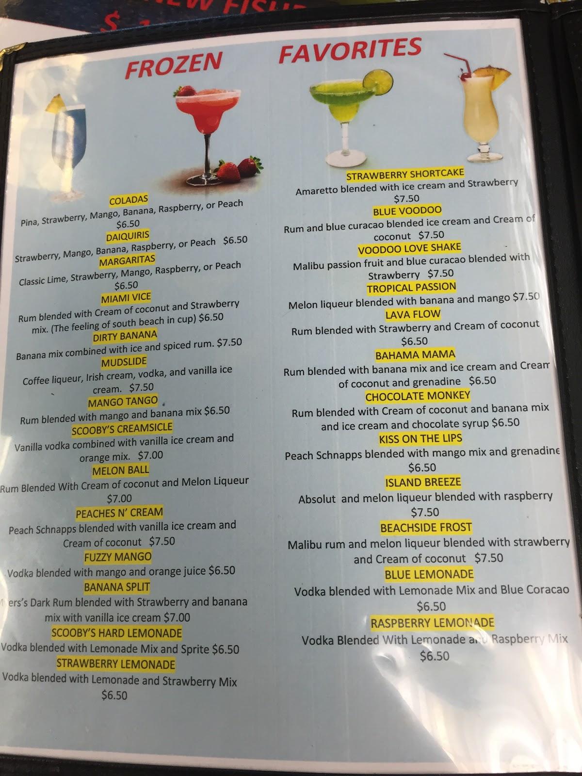 Menu at Scooby's Ice Cream Bar & Grill, Myrtle Beach