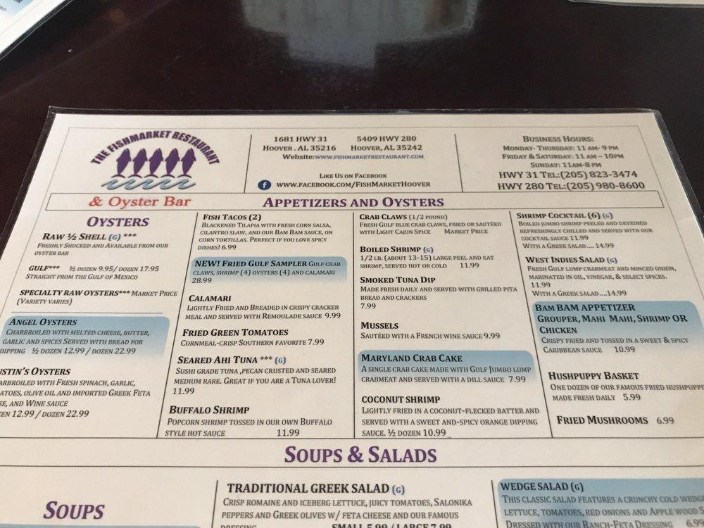 Menu at The Fish Market Restaurant, Birmingham, US-31