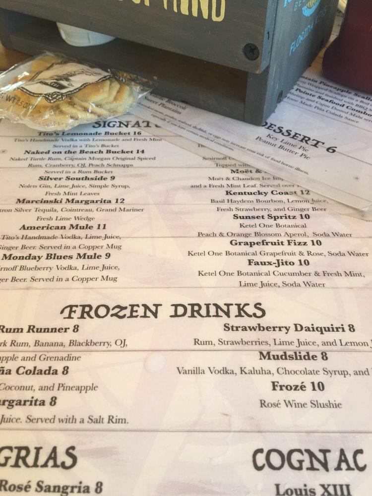 Menu at Blue Pointe Bar and Grill, Tequesta