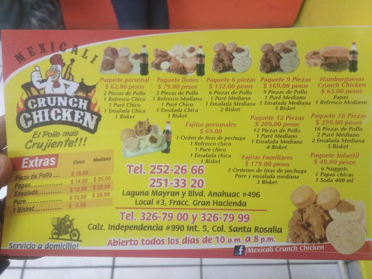 Carta del restaurante CRUNCH CHICKEN, Mexicali, Calz Anáhuac 496 Int. 1 ...