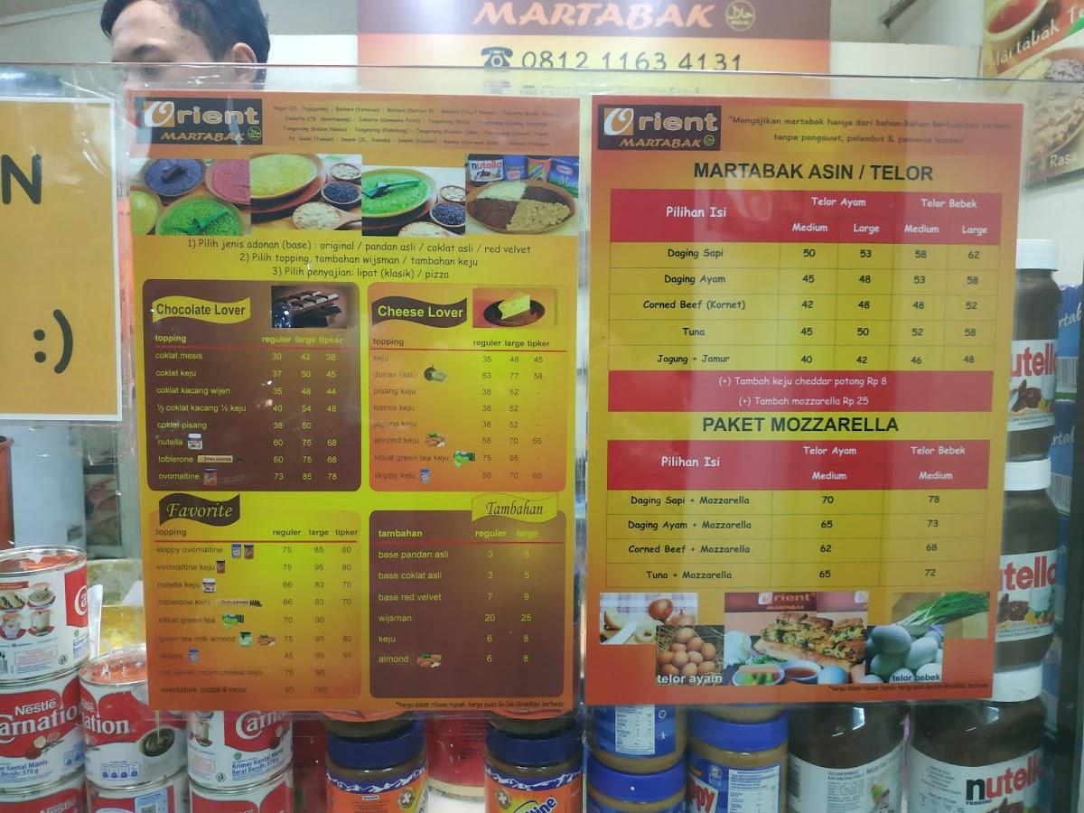 Menu at ORIENT Martabak Pondok Aren restaurant, South Tangerang