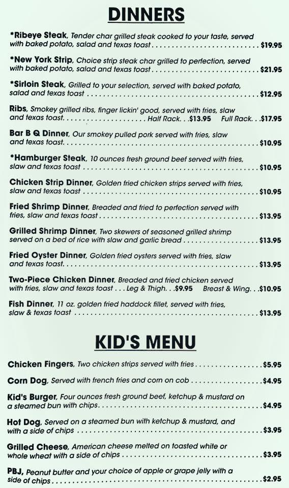 Menu at Sautee Trail Cafe, USA