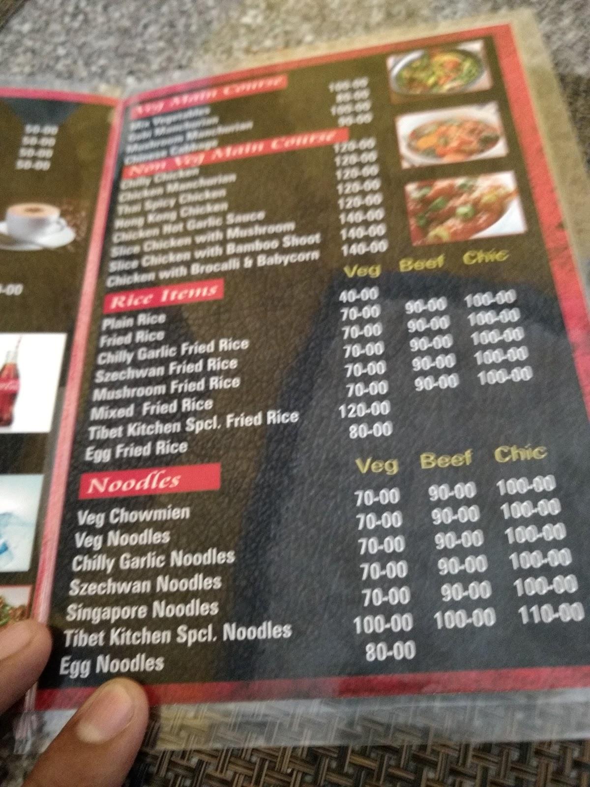 Menu at The Tibet Kitchen Family Restaurant and Cafe., Bylakuppe