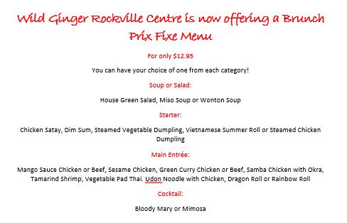 Menu at Wild Ginger restaurant, Rockville Centre, 424 Sunrise Hwy