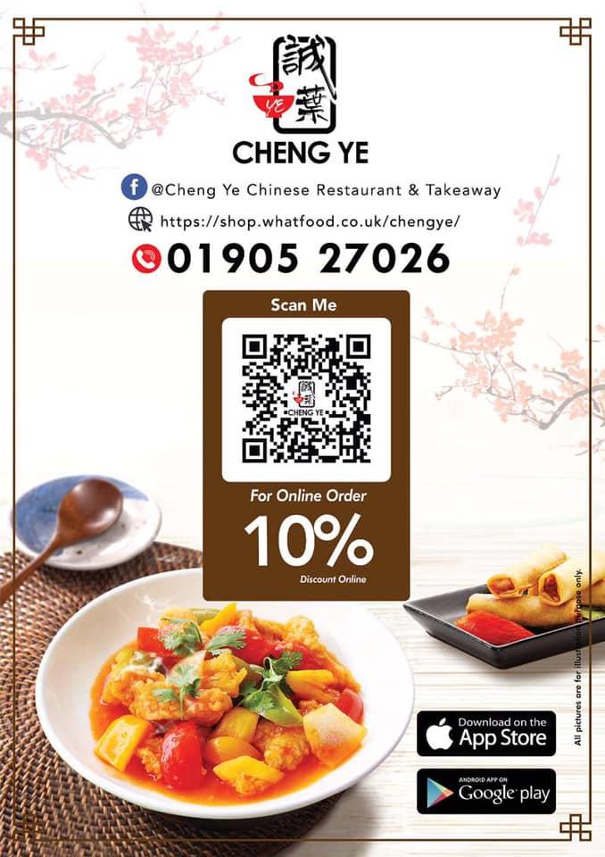 Menu at Cheng Ye Chinese Restaurant Takeaway, Worcester