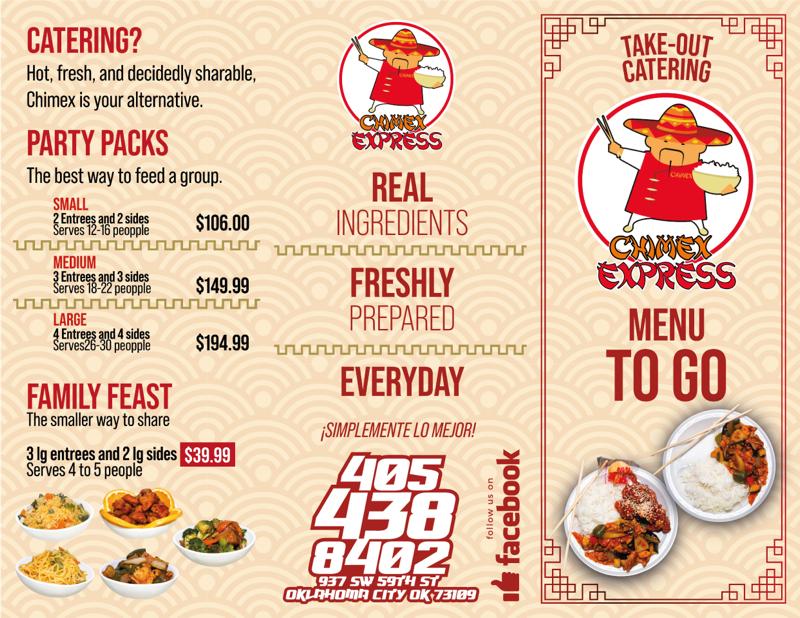 Menu at Chimex Express fast food, Oklahoma City, 937 SW 59th St