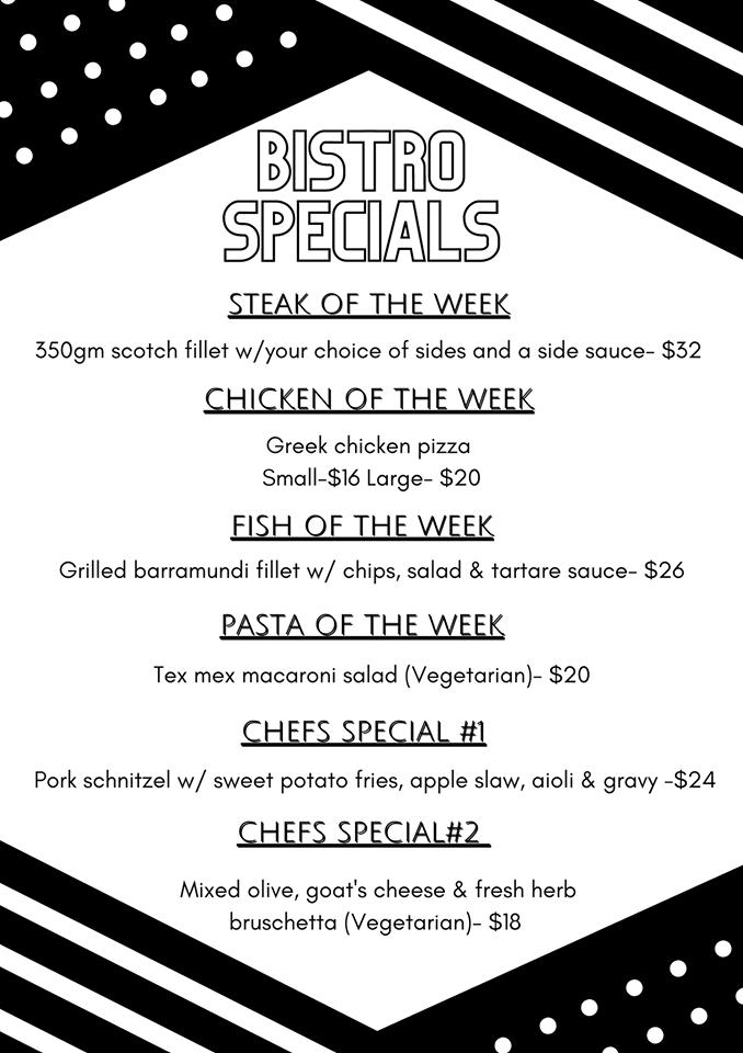 Menu at Elephant & Castle Hotel pub & bar, Bathurst, 35 Keppel St