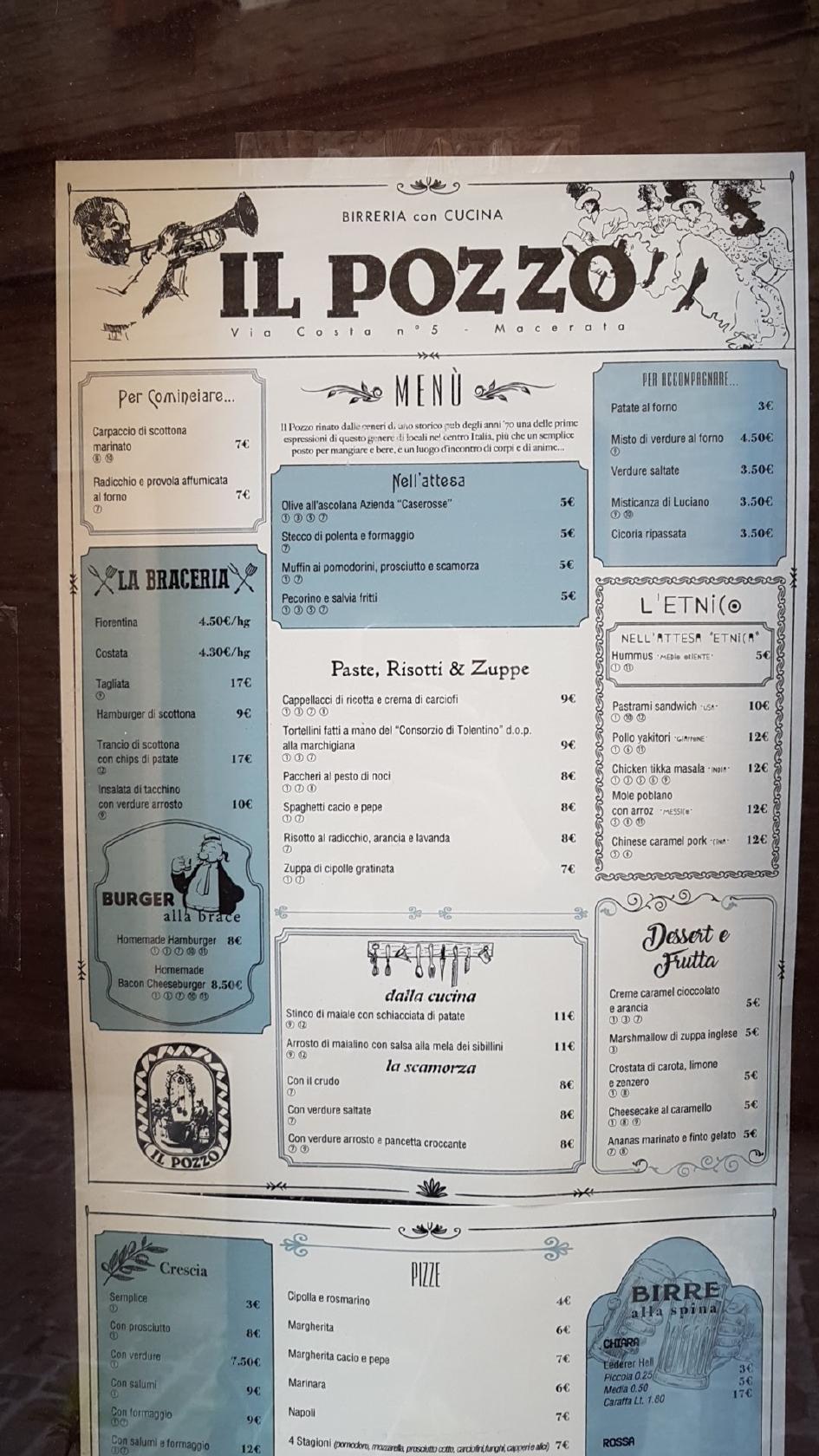 Menu da Il Pozzo ristorante, Macerata