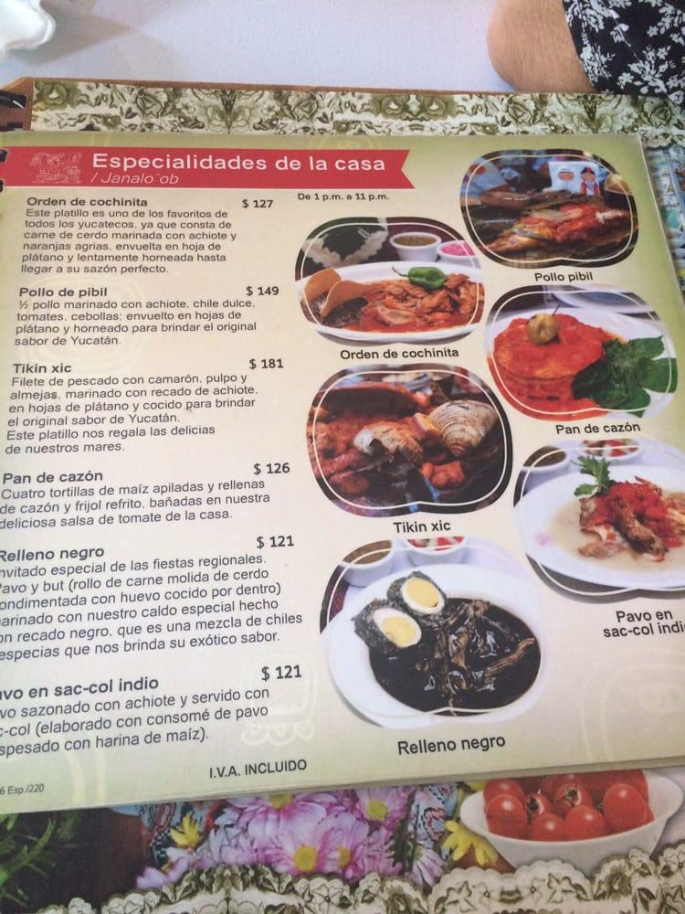 Carta del restaurante La Chaya Maya, Merida, C. 57 x 62