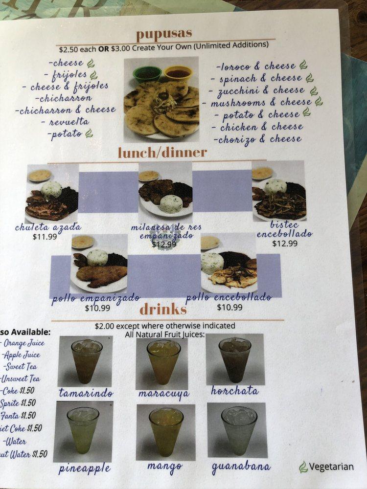 Menu at La Pupusa Queen restaurant, Lake Placid