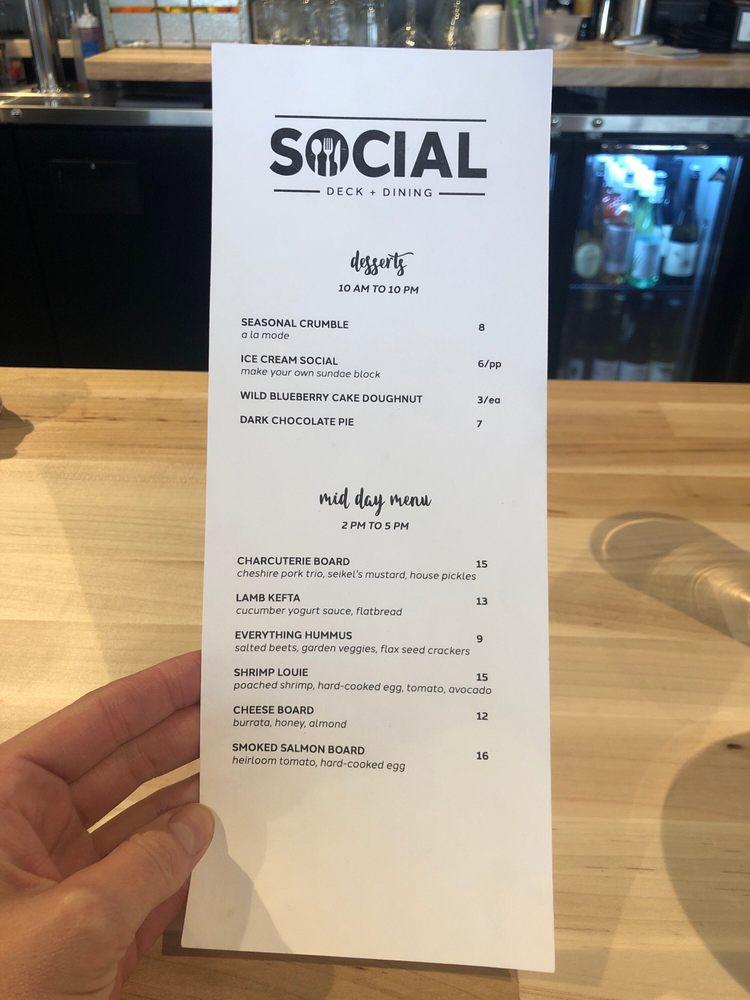 Menu at Social Deck + Dining restaurant, Oklahoma City