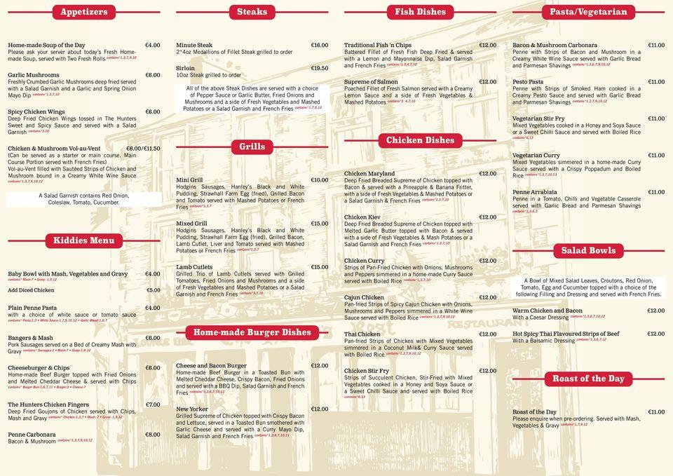 Menu at Hunters Rest pub & bar, Mitchelstown, 28 Upper Cork Street