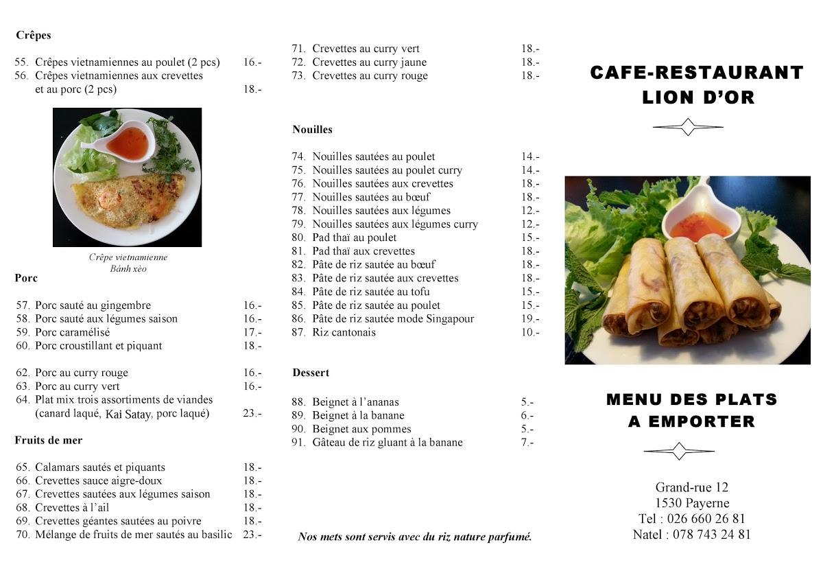 Menu da Lion d Or, Payerne