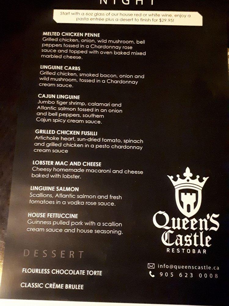 Menu at Queen's Castle Restobar, Bowmanville