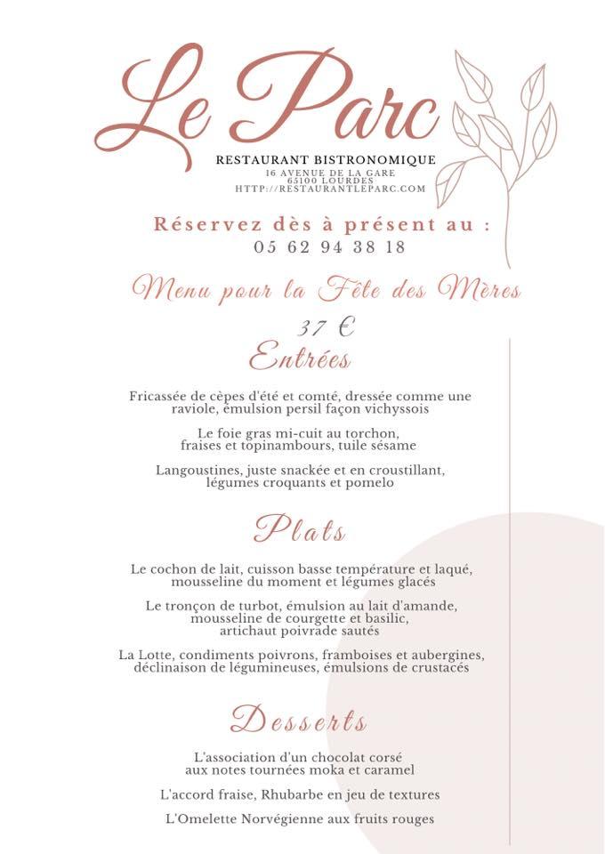 Menu at Restaurant - Brasserie "Le Parc", Lourdes