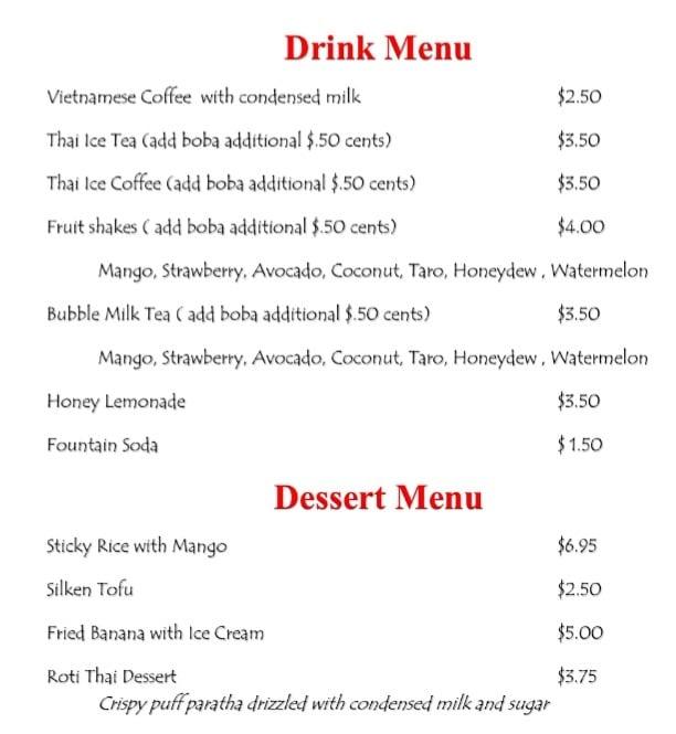 Menu at Saigon -2- Siam Bistro restaurant, Gilroy