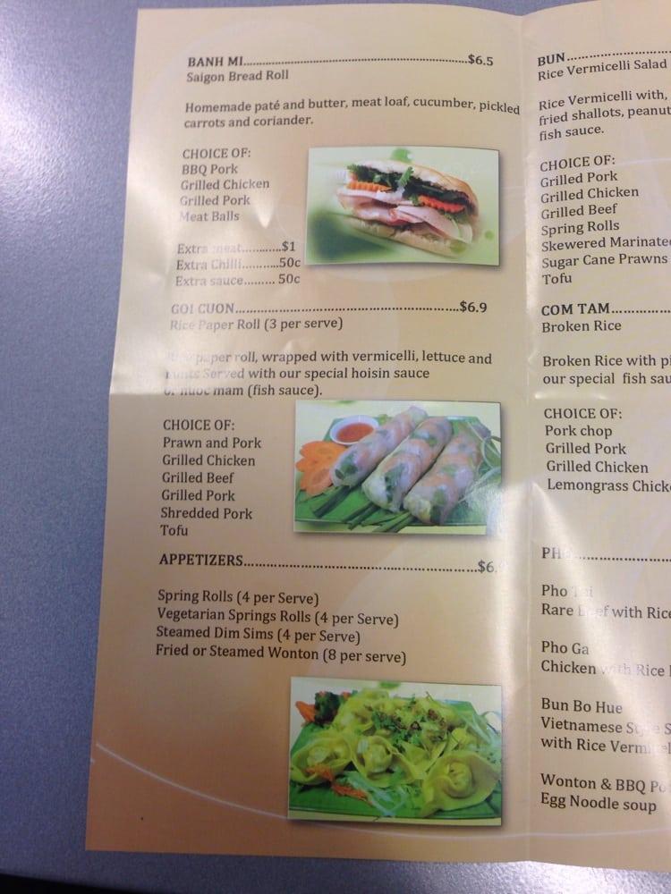 Menu at Saigon Salad Roll restaurant, Brisbane City, 154 Roma St