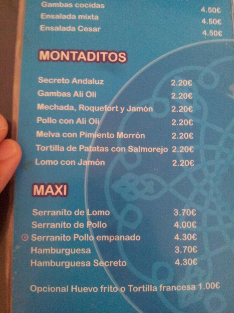 Menu at Secreto Andaluz pub & bar, Seville