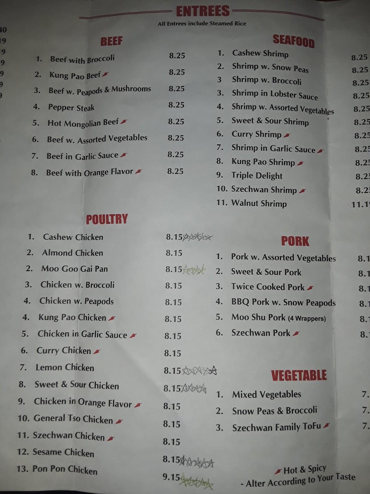 Menu at Szechwan Express restaurant, Taylorsville
