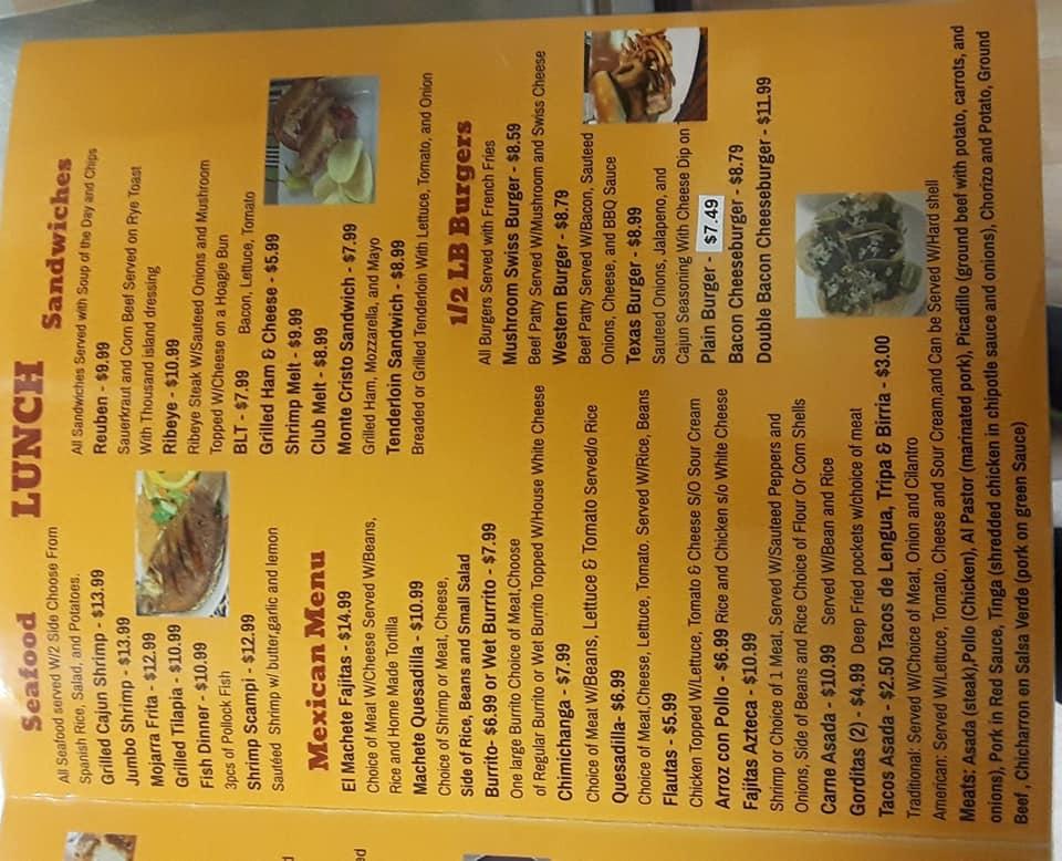 Menu at El Machete Family Restaurant, Akron