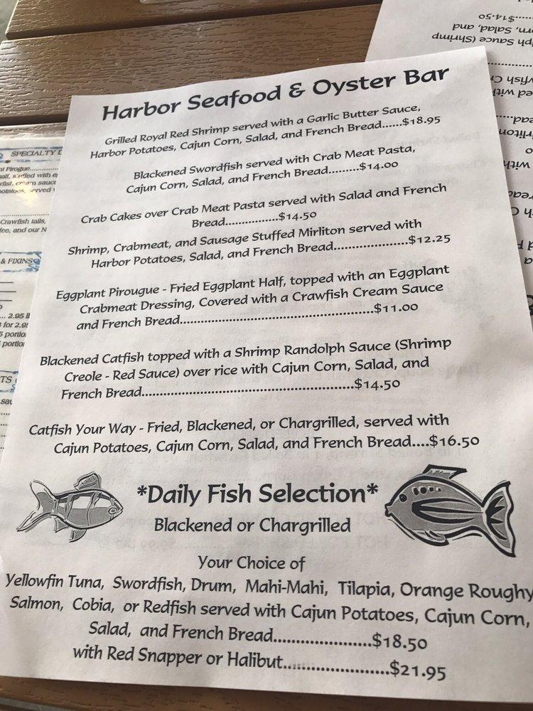 Menu at Harbor Seafood & Oyster Bar, Kenner