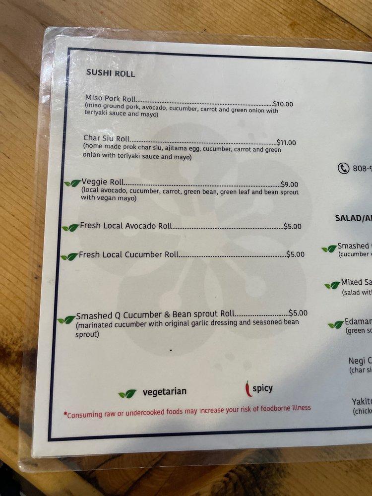 Menu at Moms Hilo restaurant, Hilo