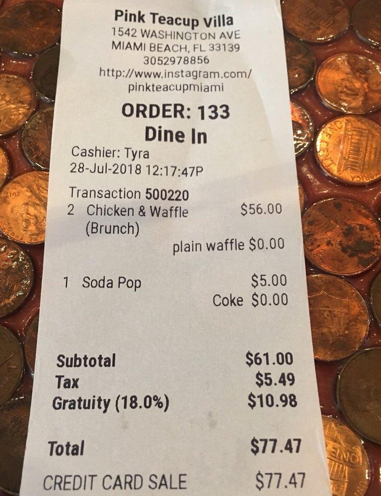 Menu at Pink Teacup Villa pub & bar, Miami Beach