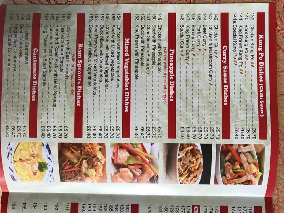 Menu at Sun Sing restaurant, Nantwich