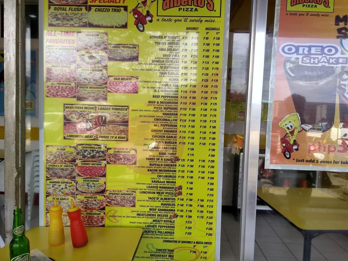 Menu at Albertos Pizza restaurant, Toledo City, 9JFM+V83
