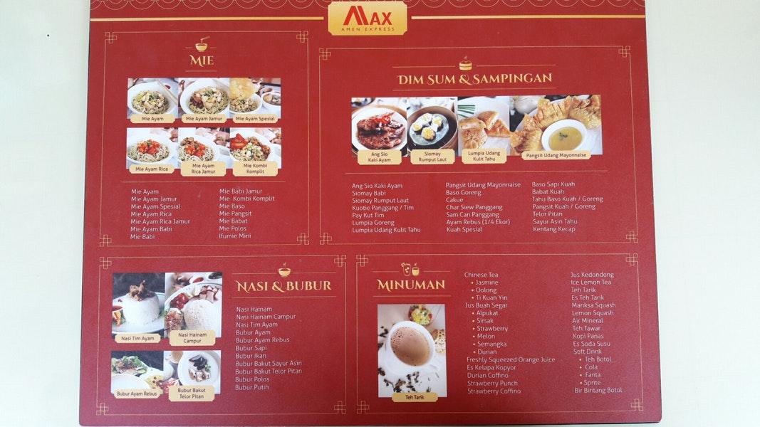 Menu at Amen Express restaurant, Palasari
