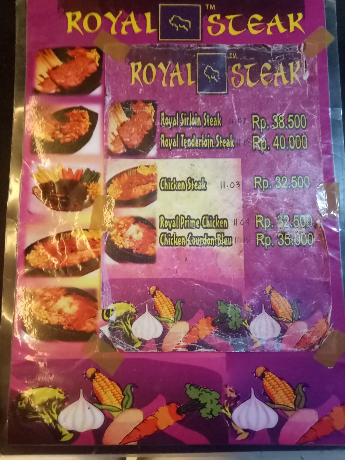 Carta de Royal Steak Citraland Mall, Semarang