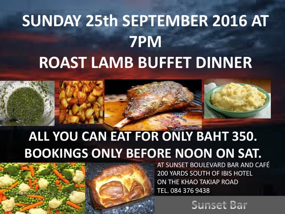 Menu at Sunset Boulevard Bar and Cafe, Nong Kae
