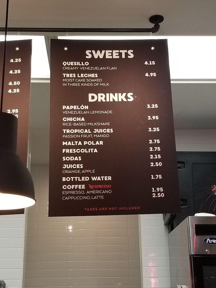 Carta de BienMeSabe Venezuelan Arepa Bar, Chicago, 29 E Adams St