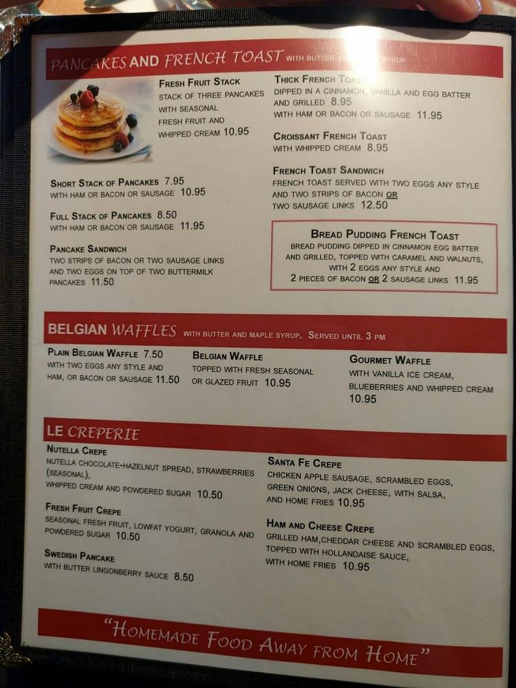 Menu at Flames Coffee Shop restaurant, San Jose, Santa Teresa Blvd