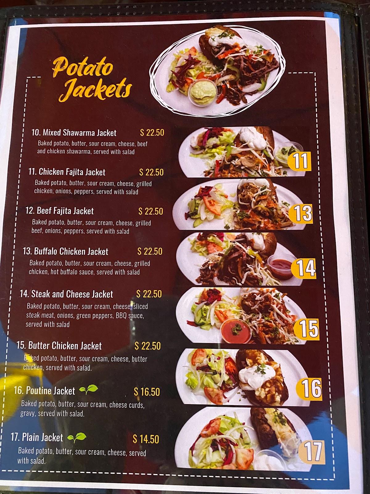 Carta del restaurante Potato Jackets, Niagara Falls