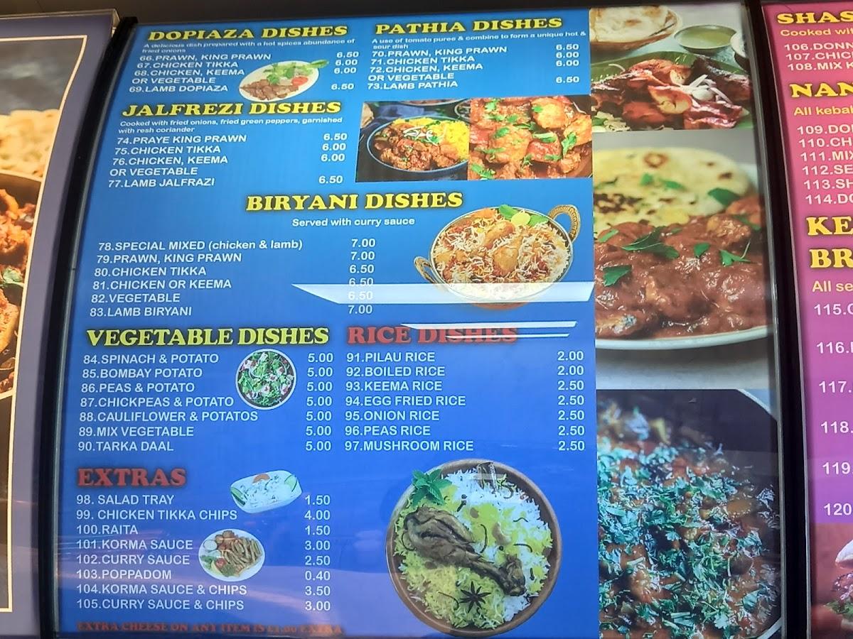 Menu at Yorkshire Spice, Elland