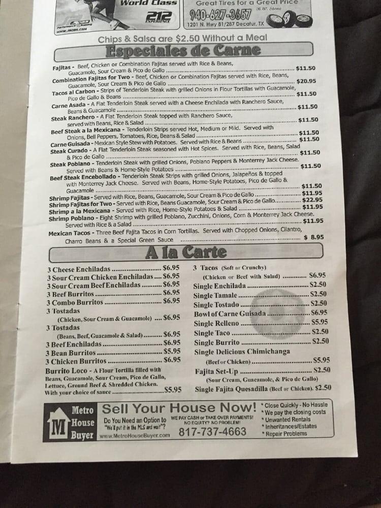 Menu at Casa Torres Mexican Restaurant, Decatur