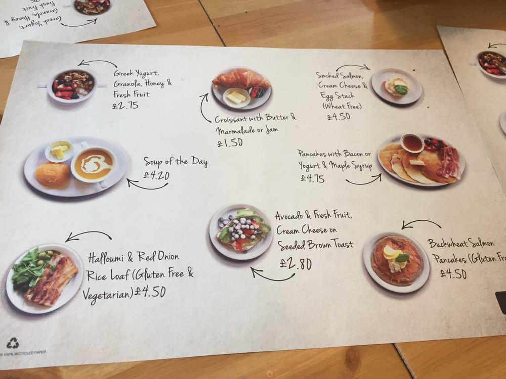 Menu at Chapter One Books cafe, Manchester