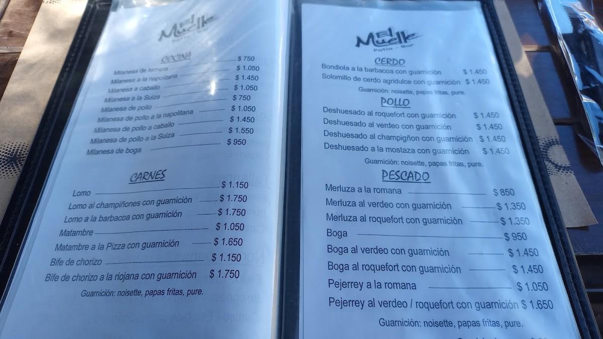 Carta del restaurante El Muelle, Gualeguaychú