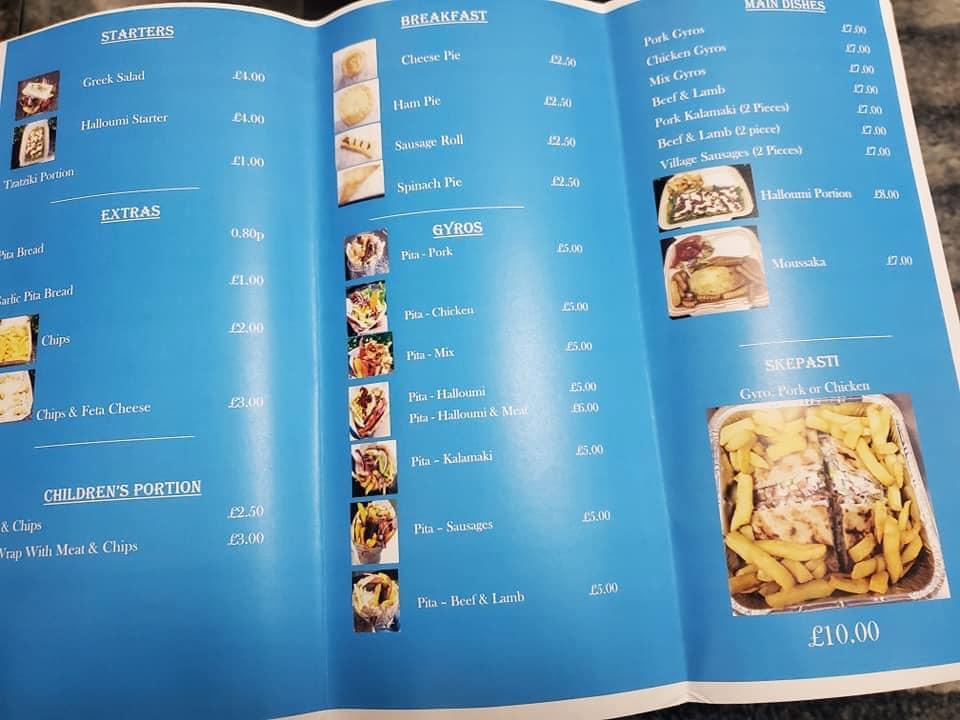 Menu at Tonis Pita Pan restaurant, Chorley
