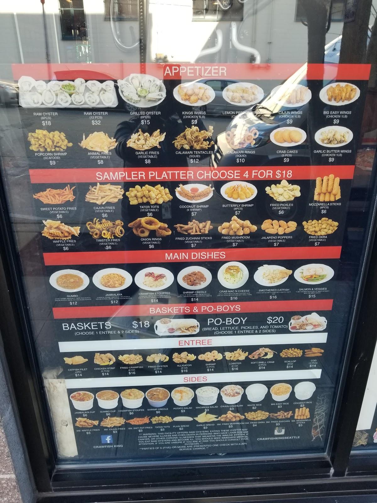Menu at Crawfish King pub & bar, Seattle