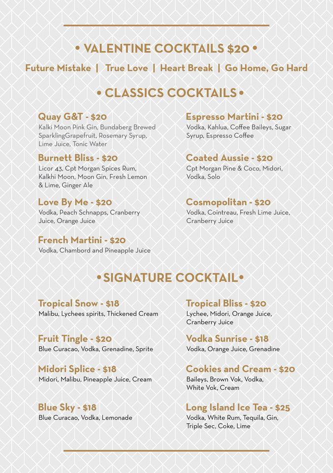 Menu at H20 Restaurant & Bar, Bundaberg Central