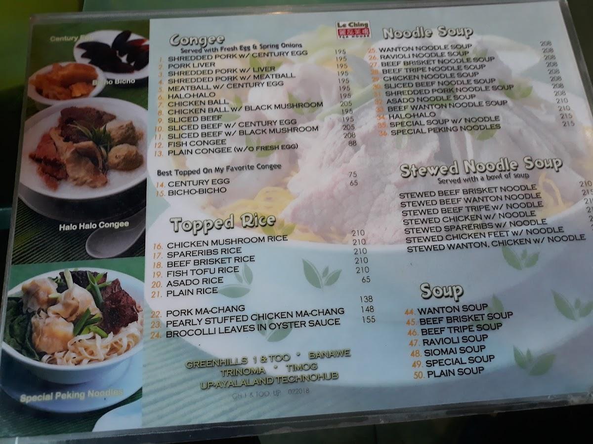 Menu at Le Ching Tea House restaurant, Quezon City, MCV Building