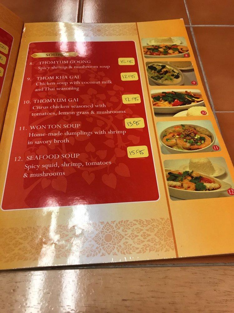 Menu at Thai Town restaurant, Kenai