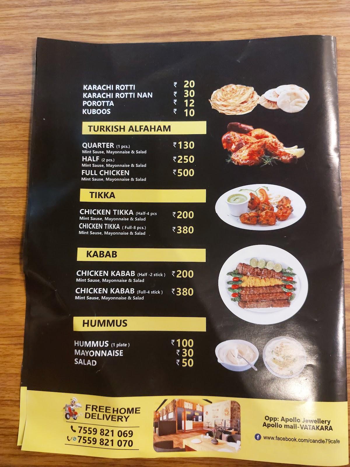 Menu at CANDLE 79 CAFE, Vadakara