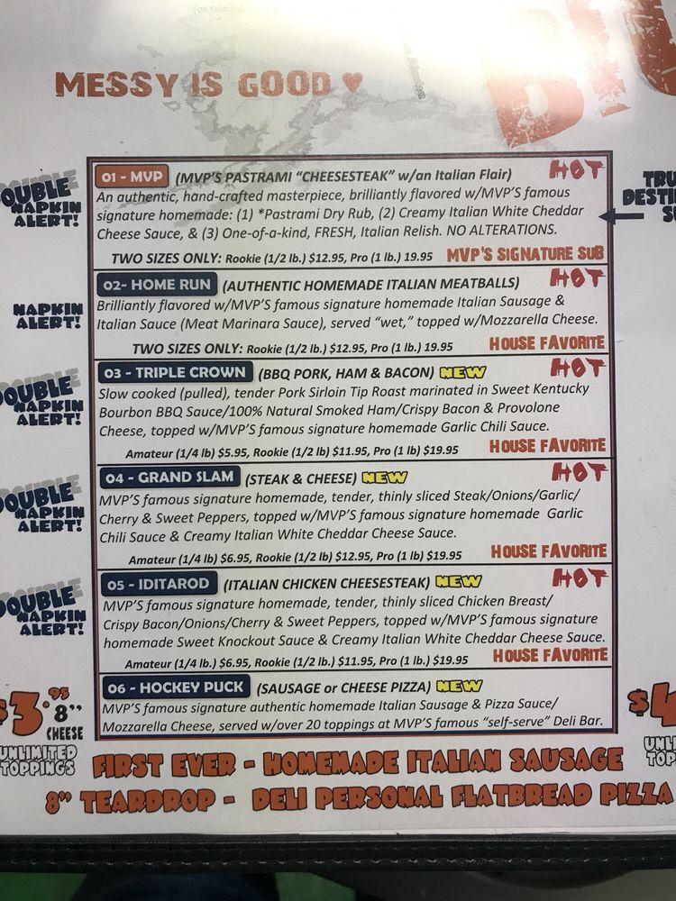 Menu at MVP Sports Deli & Eatery pizzeria, Anchorage