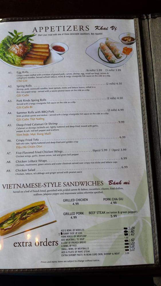 Menu at Pho Lena & Grill restaurant, Escondido